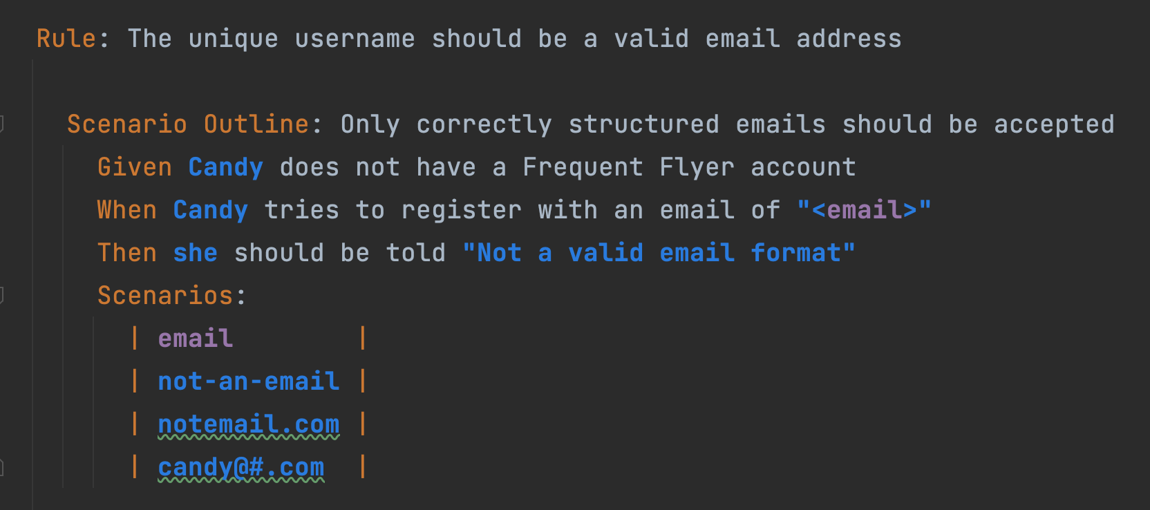How do you do field validation in Gherkin? - John Ferguson Smart How do you do field validation in Gherkin? - John Ferguson Smart